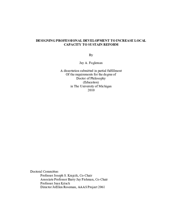 (PDF) Designing professional development to increase local capacity to ...