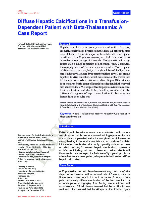 (PDF) Diffuse Hepatic Calcifications in a Transfusion-Dependent Patient ...