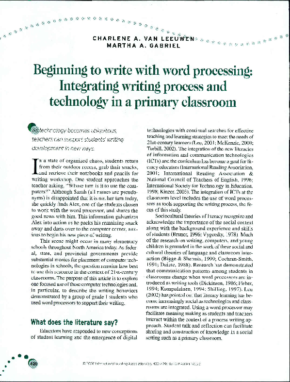 (PDF) Beginning to Write With Word Processing: Integrating Writing ...
