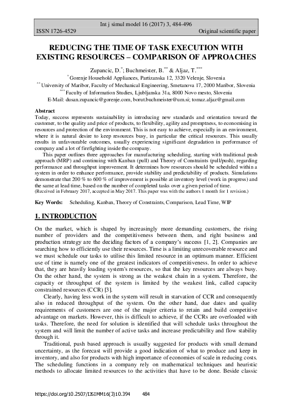 Pdf Reducing The Time Of Task Execution With Existing Resources