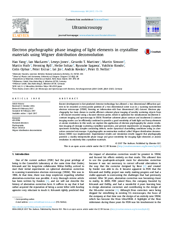 (PDF) Electron ptychographic phase imaging of light elements in ...