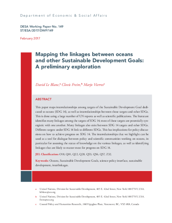 (PDF) Mapping the Linkages between Oceans and Other Sustainable Development Goals