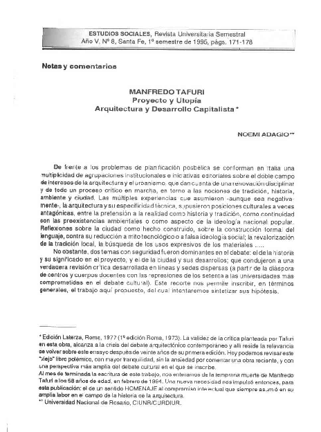 (PDF) Manfredo Tafuri. Proyecto y Utopía. Arquitectura y Desarrollo ...