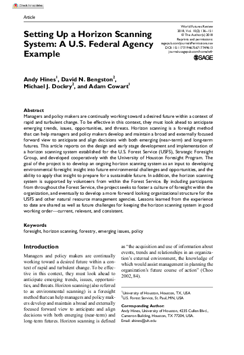 (PDF) Setting Up a Horizon Scanning System: A U.S. Federal Agency Example