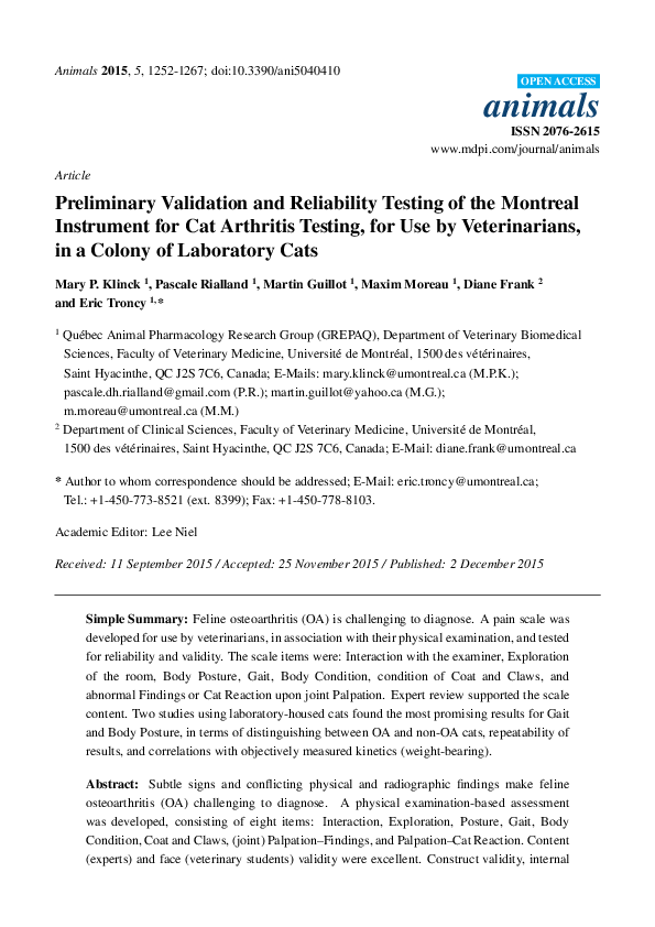 (PDF) Preliminary Validation and Reliability Testing of the Montreal ...
