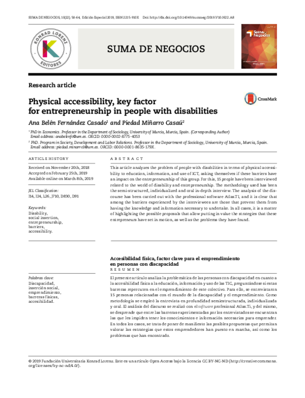 (PDF) Physical accessibility, key factor for entrepreneurship in people ...