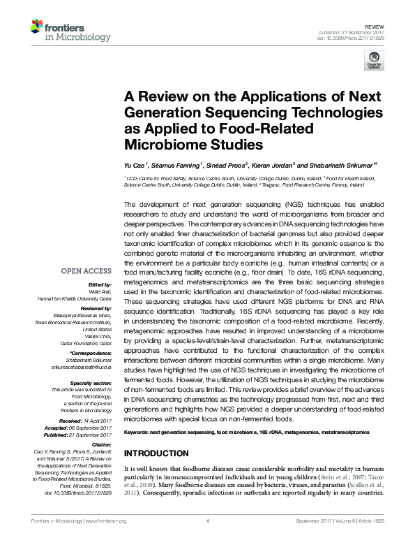 (PDF) A Review on the Applications of Next Generation Sequencing ...