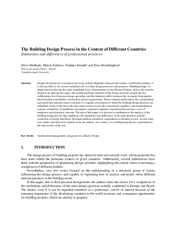 (PDF) The building design process in the context of different countries ...