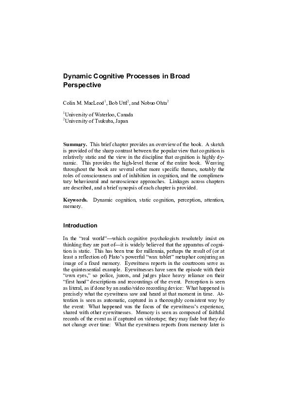 (PDF) Dynamic Cognitive Processes in Broad Perspective