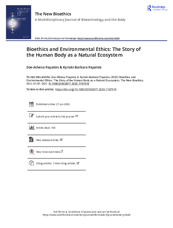 (PDF) Bioethics and Environmental Ethics: The Story of the Human Body ...