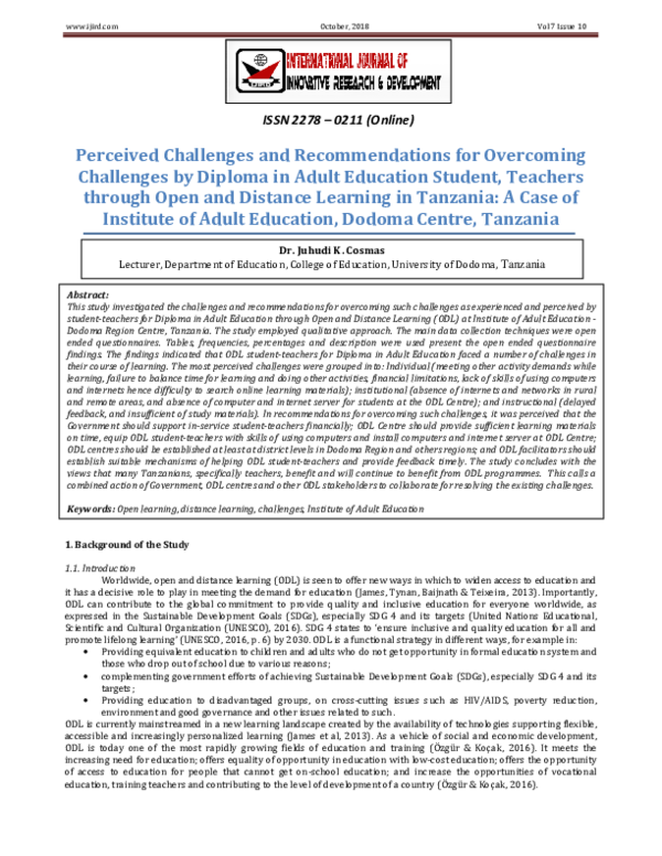 (PDF) Perceived Challenges and Recommendations for Overcoming ...
