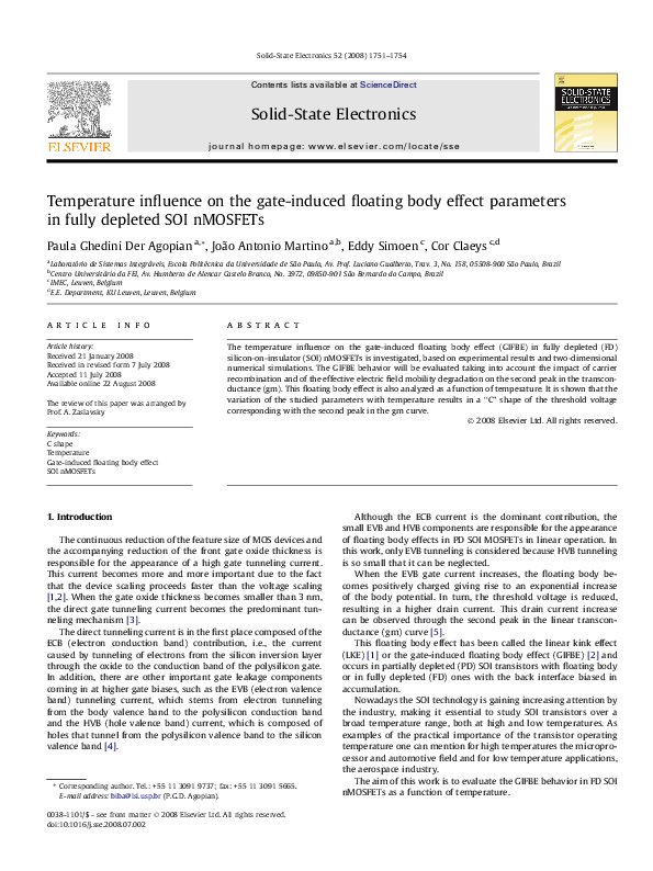 (PDF) Gate-induced floating-body effect in fully-depleted SOI MOSFETs with tunneling oxide and ...