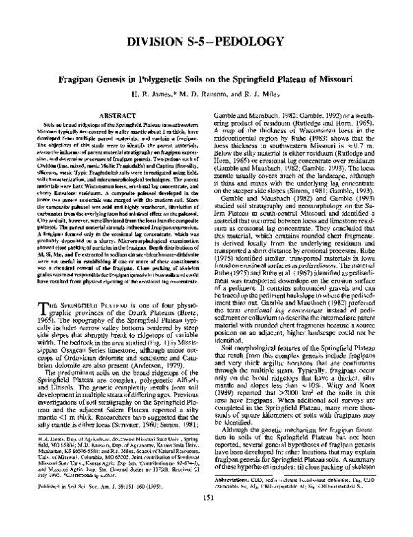 (PDF) Fragipan Genesis in Polygenetic Soils on the Springfield Plateau ...