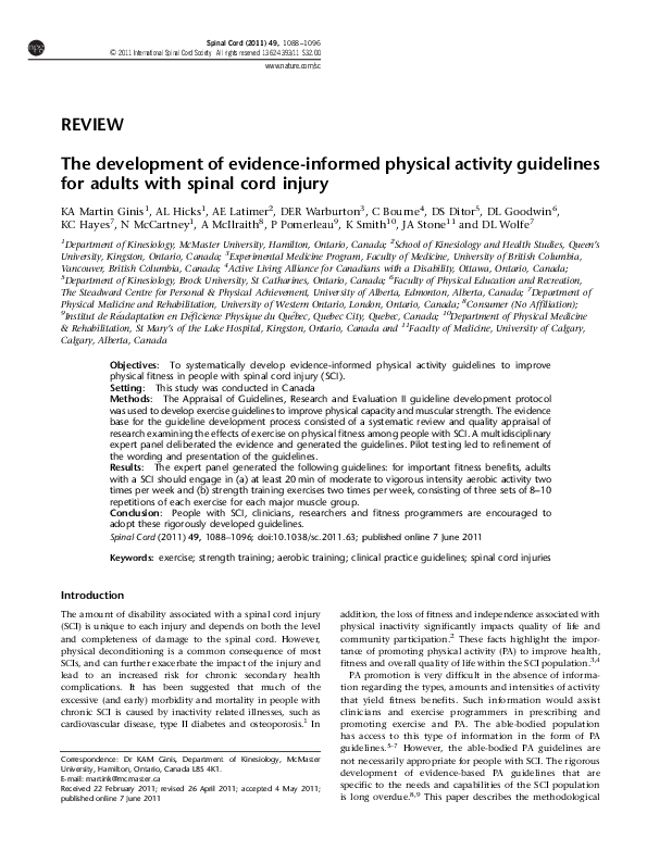 (PDF) Development of Evidence-Informed Physical Activity Guidelines for ...