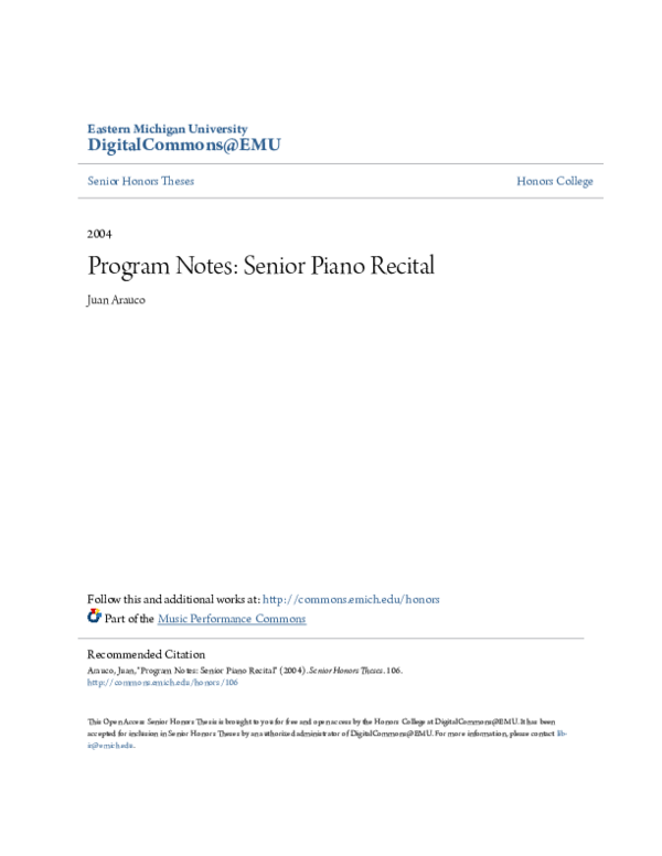 (PDF) Program Notes: Senior Piano Recital | Juan diego Miljanovich ...