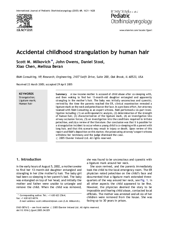 (PDF) Accidental childhood strangulation by human hair