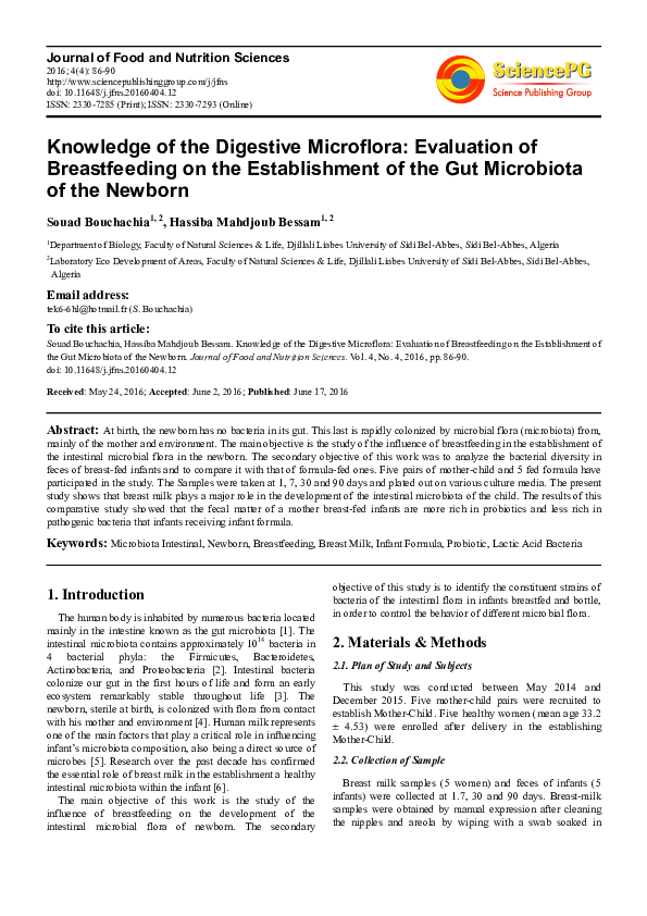 (PDF) Knowledge of the Digestive Microflora: Evaluation of ...