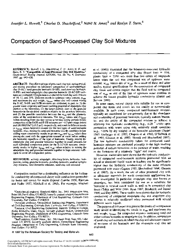(PDF) Compaction of Sand-Processed Clay Soil Mixtures