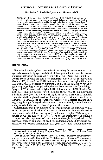 (PDF) Critical concepts for column testing
