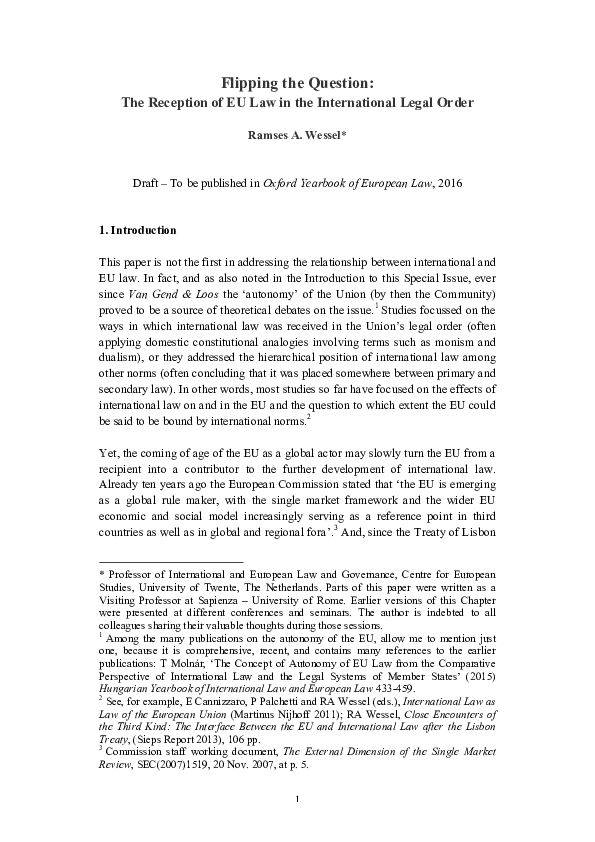 (PDF) The Meso Level: Means of Interaction between EU and International Law