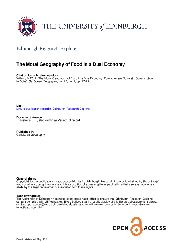(PDF) The moral geography of food in a dual economy