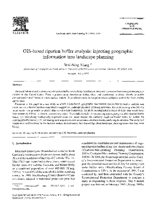 Pdf Gis Based Riparian Buffer Analysis Injecting Geographic