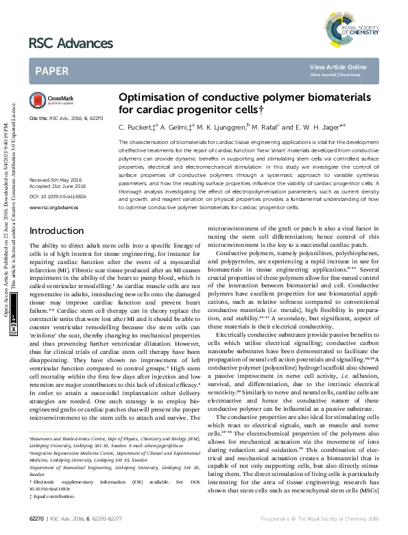 (PDF) Optimisation of conductive polymer biomaterials for cardiac ...
