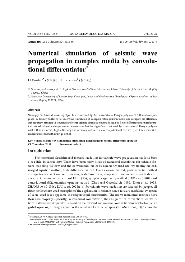 (PDF) Efficient Seismic Wave Simulation via Convolution
