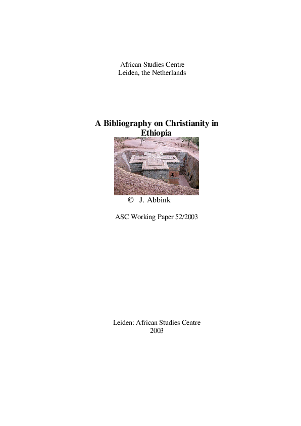(PDF) A bibliography on Christianity in Ethiopia