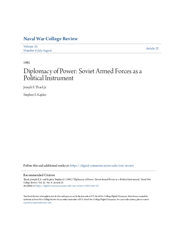 (PDF) Diplomacy of Power: Soviet Armed Forces as Political Instrument
