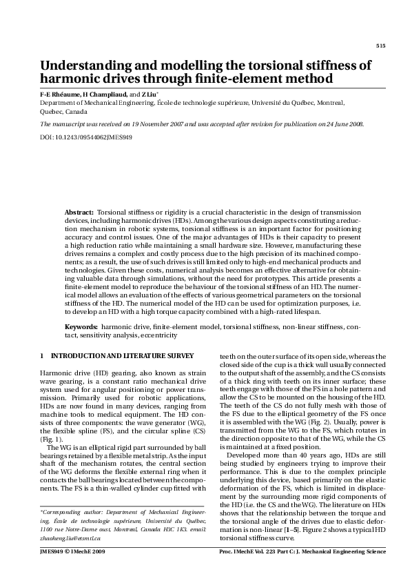 (PDF) Understanding and modelling the torsional stiffness of harmonic ...