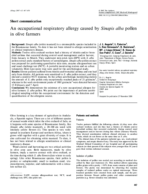 (PDF) Short communication: An occupational respiratory allergy caused ...