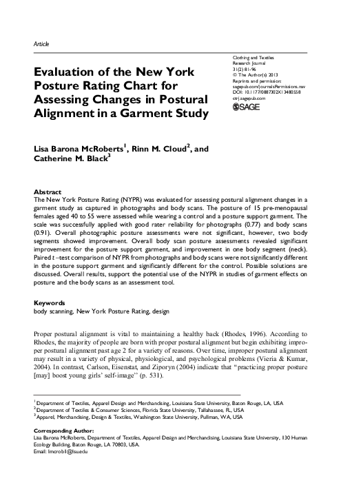 (PDF) Evaluation of the New York Posture Rating Chart for Assessing ...