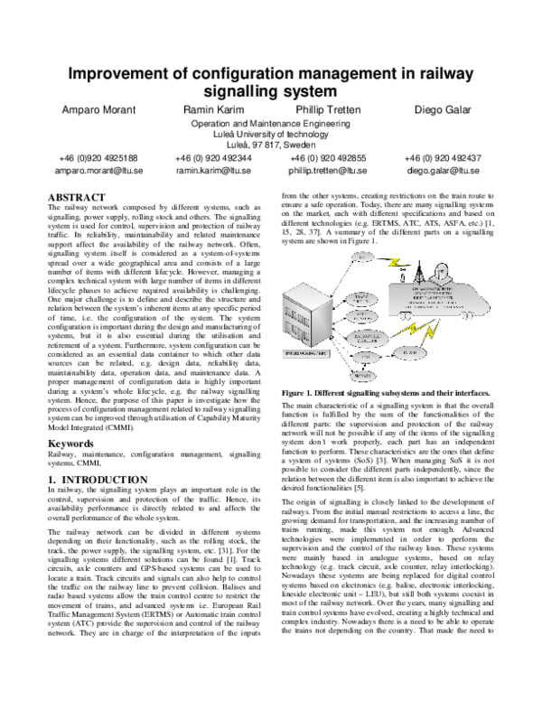 (PDF) Improvement of configuration management in railway signalling system