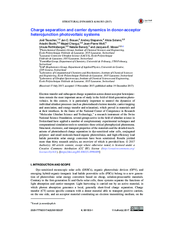(PDF) Charge separation and carrier dynamics in donor-acceptor ...