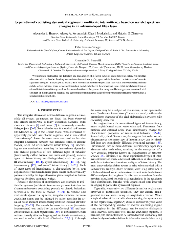 (PDF) Separation of coexisting dynamical regimes in multistate ...