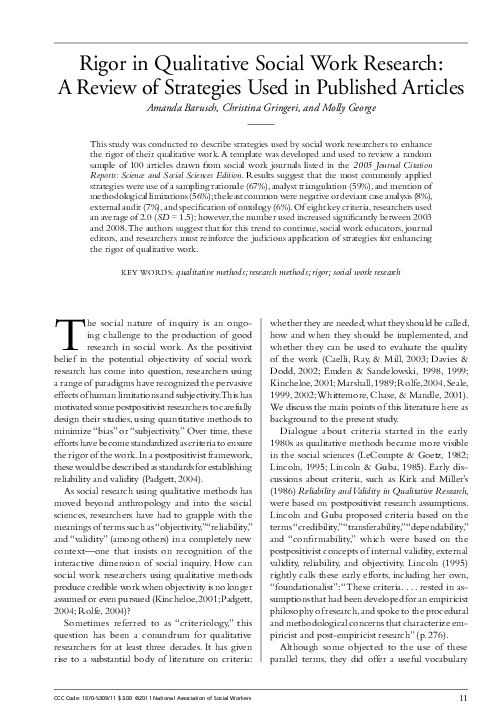 (PDF) Rigor in Qualitative Social Work Research: A Review of Strategies ...
