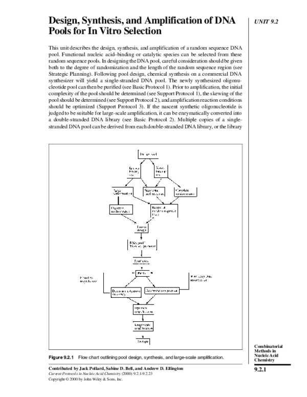 (PDF) Design, Synthesis, and Amplification of DNA Pools for In Vitro ...