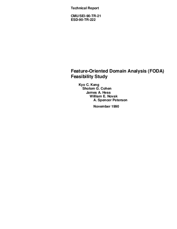 (PDF) Feature-Oriented Domain Analysis (FODA) Feasibility Study