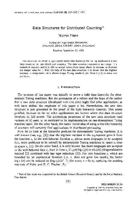 (PDF) Data structures for distributed counting | Martin Fürer ...