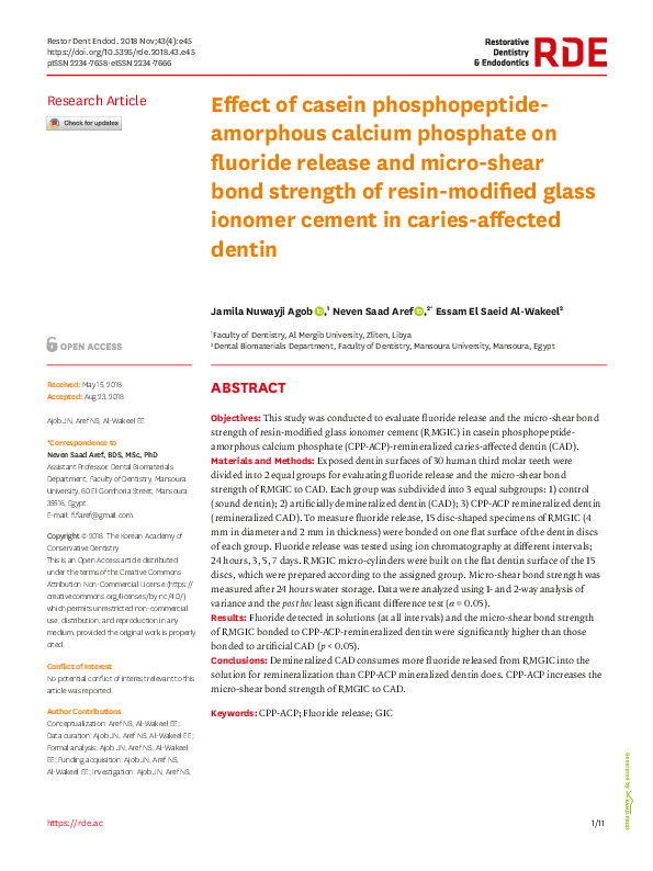 Pdf Effect Of Casein Phosphopeptide Amorphous Calcium Phosphate Added