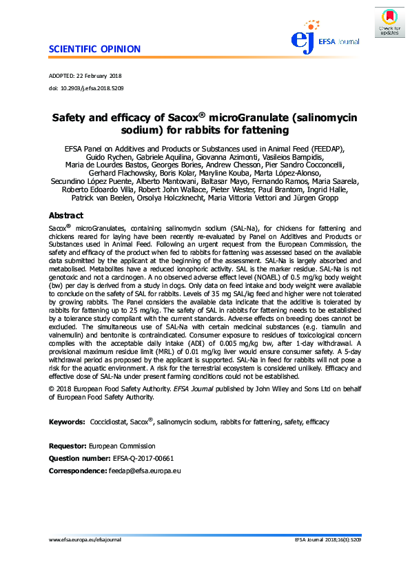 (PDF) Safety and efficacy of Sacox® microGranulate (salinomycin sodium ...