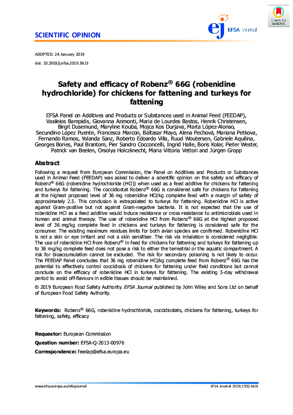 (PDF) Safety and efficacy of Robenz® 66G (robenidine hydrochloride) for ...