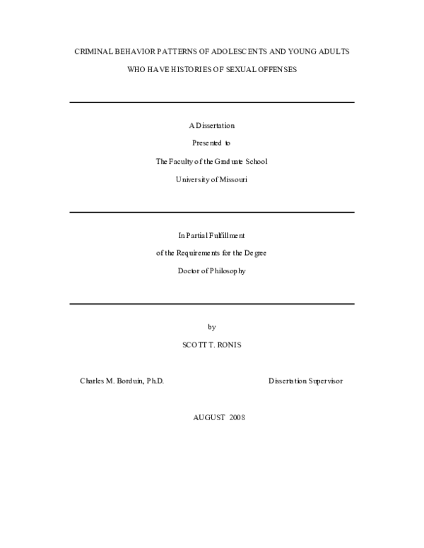 (PDF) Criminal behavior patterns of adolescents and young adults who ...