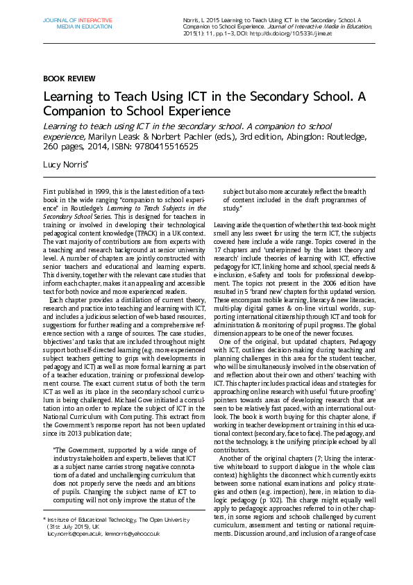 (PDF) Learning to teach using ICT in the secondary school - Leask ...