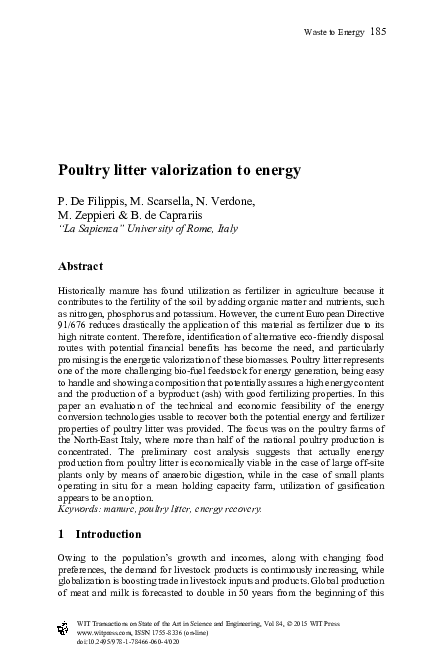 (PDF) Poultry litter valorization to energy