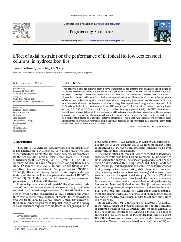 (PDF) Effect of axial restraint on the performance of Elliptical Hollow ...