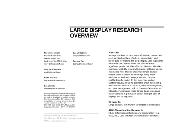 (PDF) Large display research overview