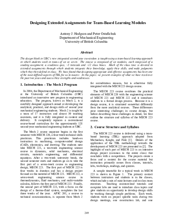 (PDF) Designing Extended Assignments for Team-Based Learning Modules