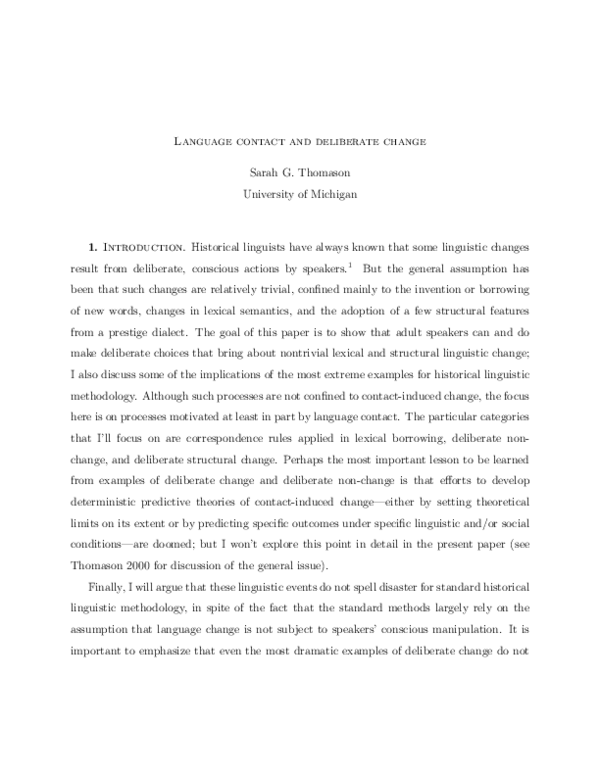 (PDF) Language Contact and Deliberate Change